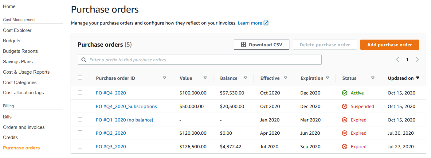 AWS Purchase Order Management - Amazon Web Services